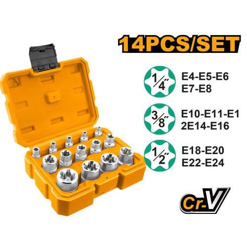 INGCO E-Type socket set 14 Pcs HKTETS0114 | Shopee Singapore