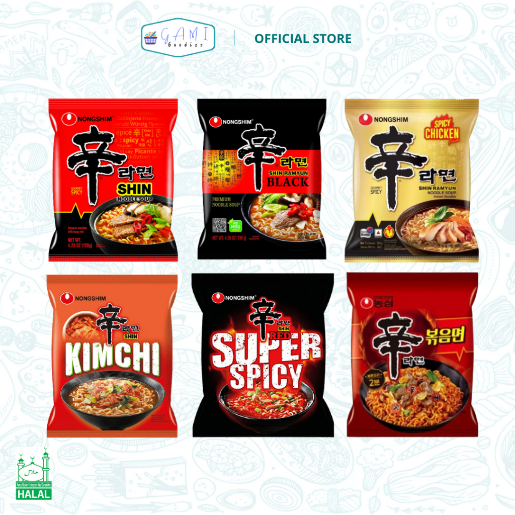 Nongshim Shin Ramen Mild, Super Spicy, Premium and Shin Kimchi 120g ...