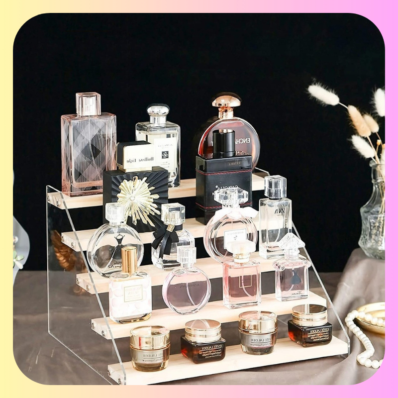 Acrylic Display Stand Wooden Display Rack Organizer Stand Staircase 3-5 ...