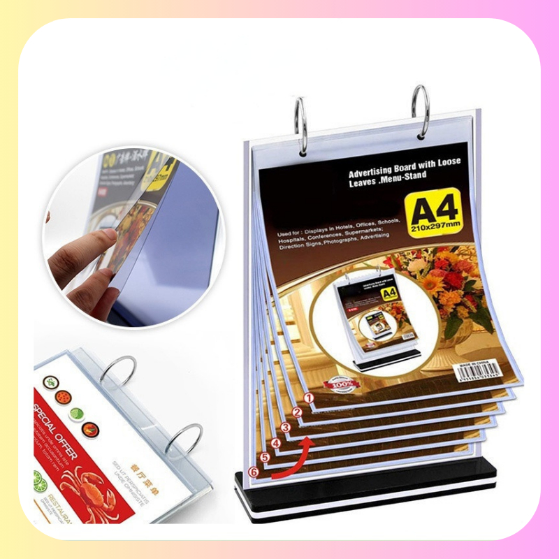 A4 Menu Holder Acrylic Flip Menu Holder Restaurant Display Stand Menu ...