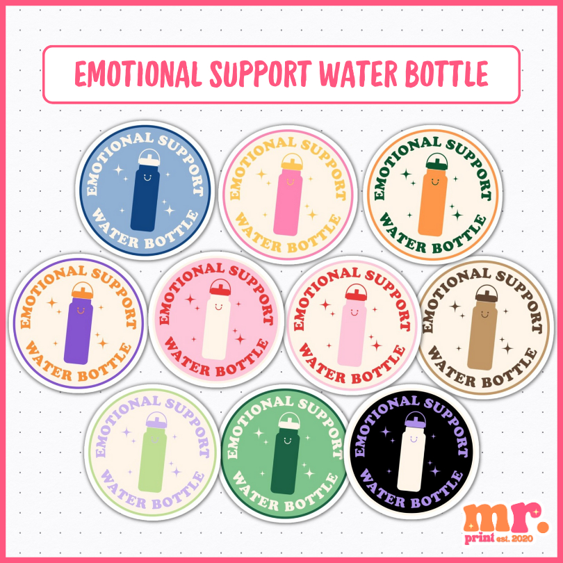 EMOTIONAL SUPPORT WATER BOTTLE STICKER WATERPROOF STICKER FOR AQUAFLASK ...