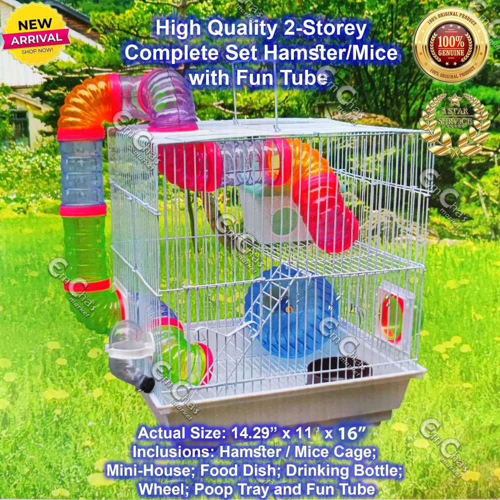 JTC Medium Hamster Cage 950B/M021 Two-Layers Complete Set(anc)Hamster ...