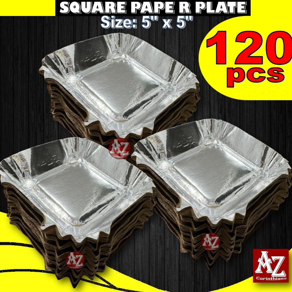120 pcs Disposable Square paper plate for Dessert, Kikiam,, fish ball ...