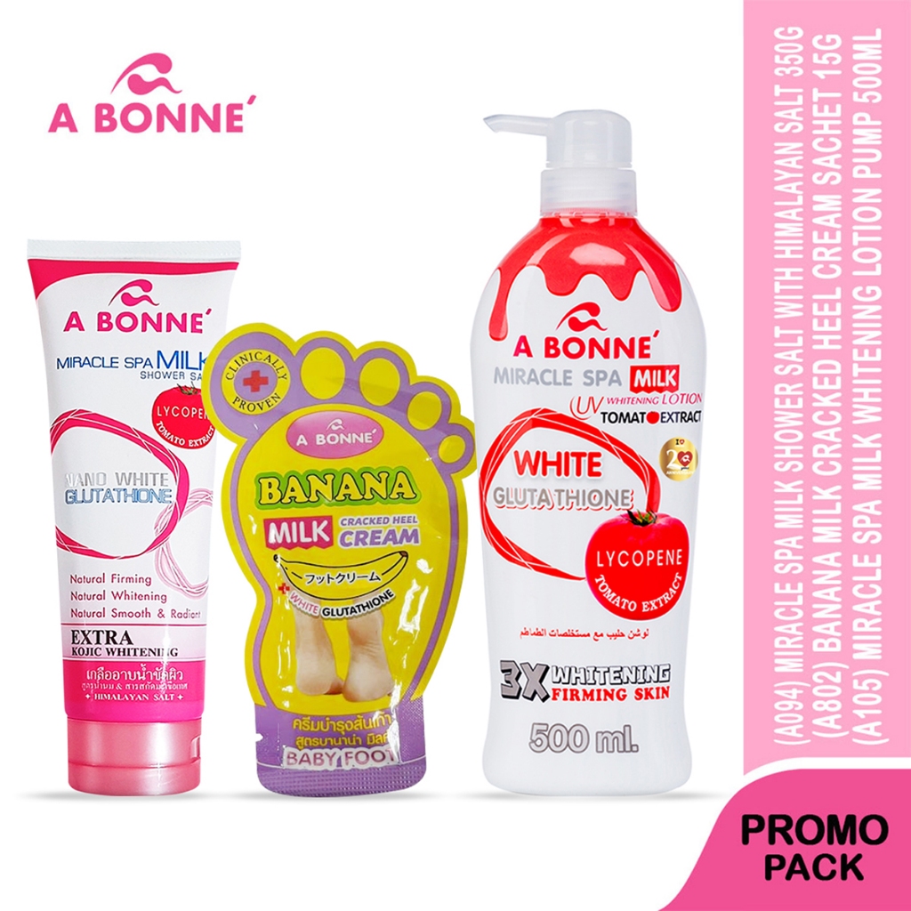 Abonne Gluta Salt + Banana Cracked Heel Cream + Milk Lotion | Shopee ...