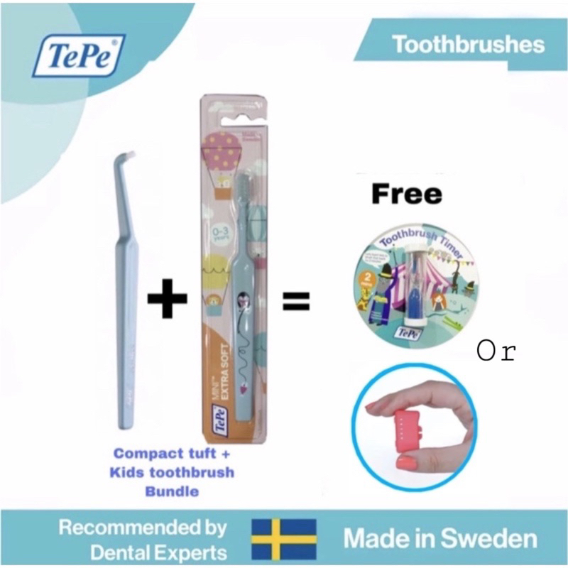 TePe Kids Toothbrush Bundle Pack (Compact tuft + Kids toothbrush set ...