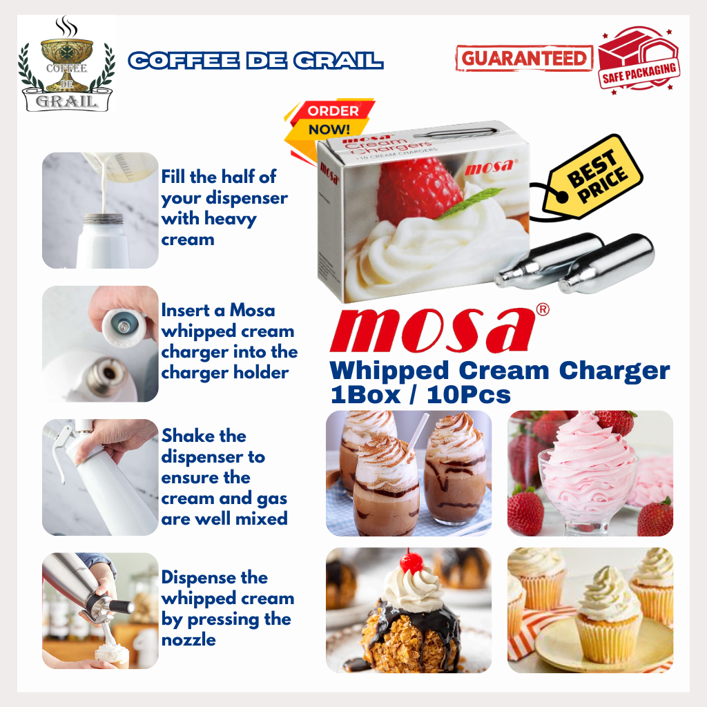 Mosa whipping Cream Charger N20 Charger 10 charger/mini box | Shopee ...