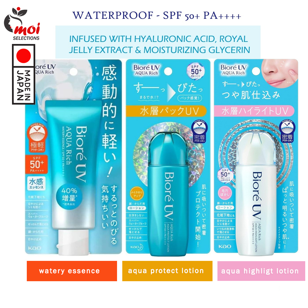 Biore UV Aqua Rich SPF 50 PA++++ Watery Essence - Aqua Protect Lotion ...