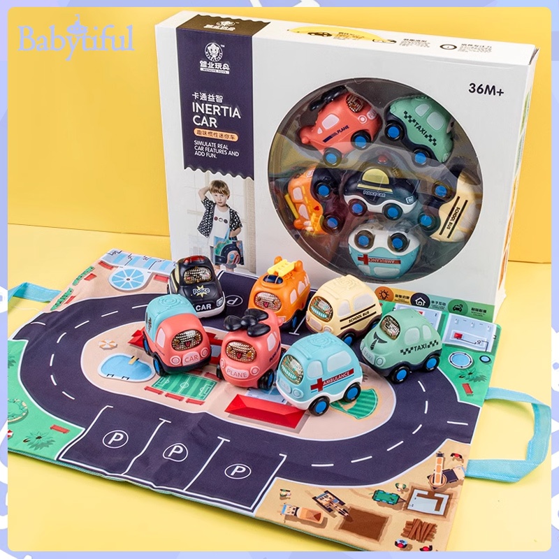 Cute Car Toy with Map Traffic Signs Truck Vehicle Set for Preschool ...