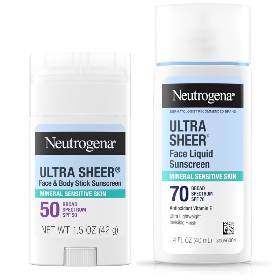 Neutrogena Ultra Sheer Mineral Sunscreen – Liquid SPF70 1.4oz / Stick ...