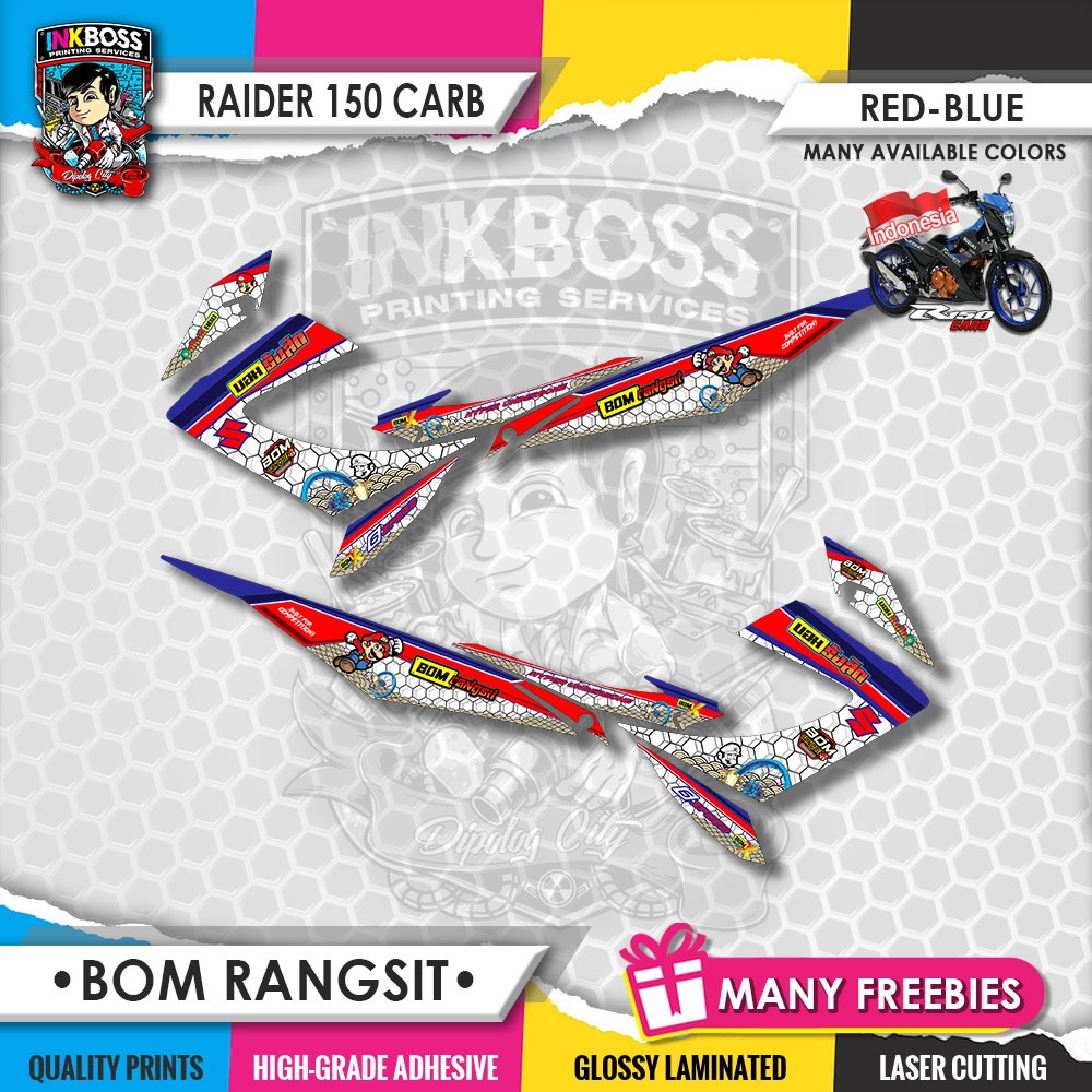 RAIDER 150 CARB INDO DECALS ( BOM RANGSIT )【INKBOSS】 | Shopee Singapore