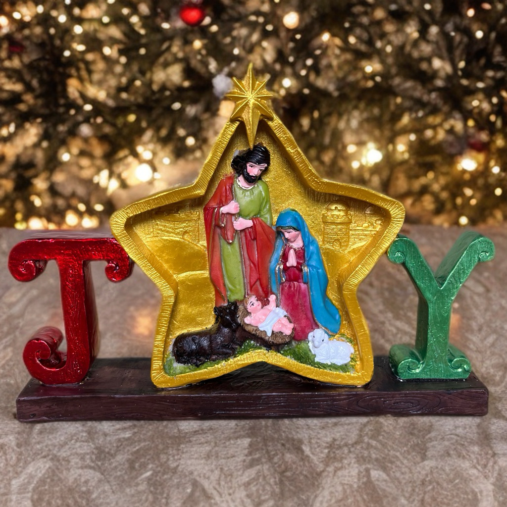 JOY with Holy Family Belen Nativity Scene Christmas Decorations made ...