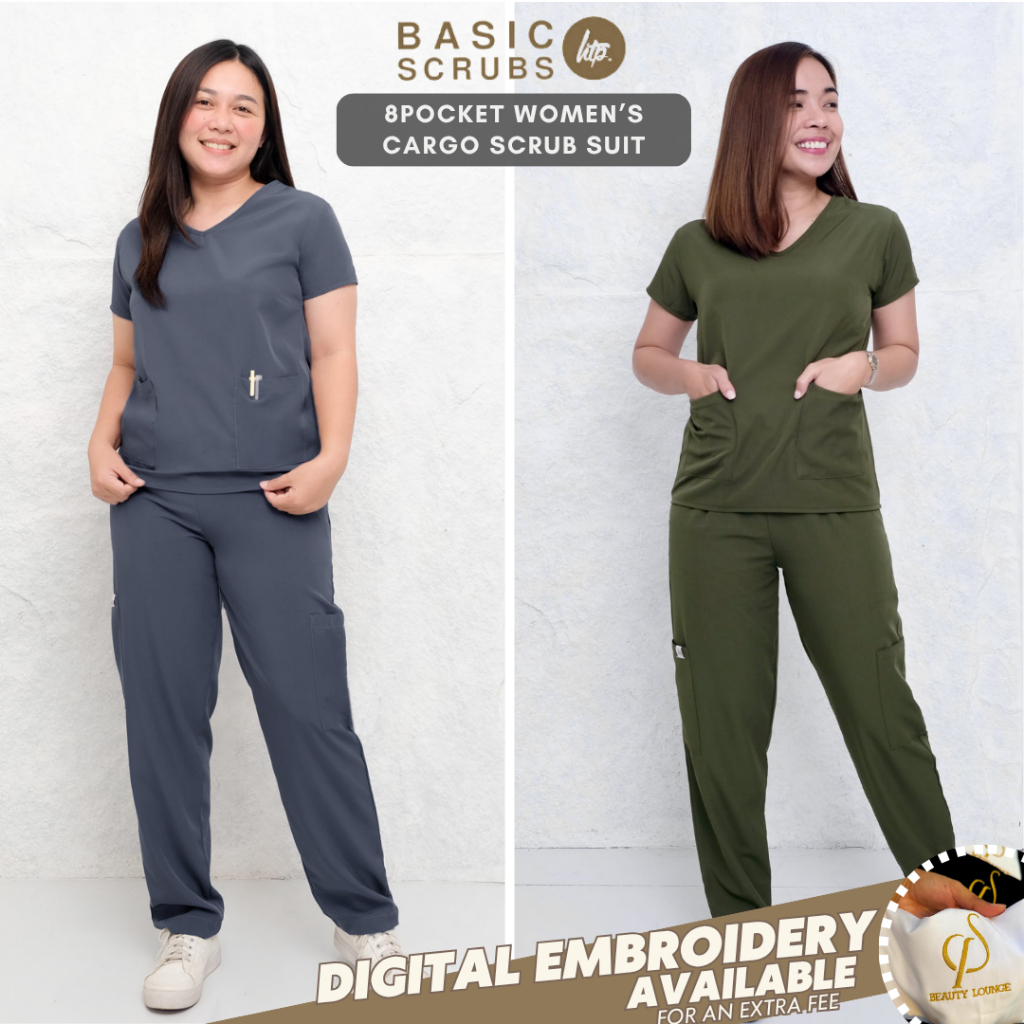 HTP Basics 8pocket Cargo Women's Scrub Suit Set | Scrubsuit with ...