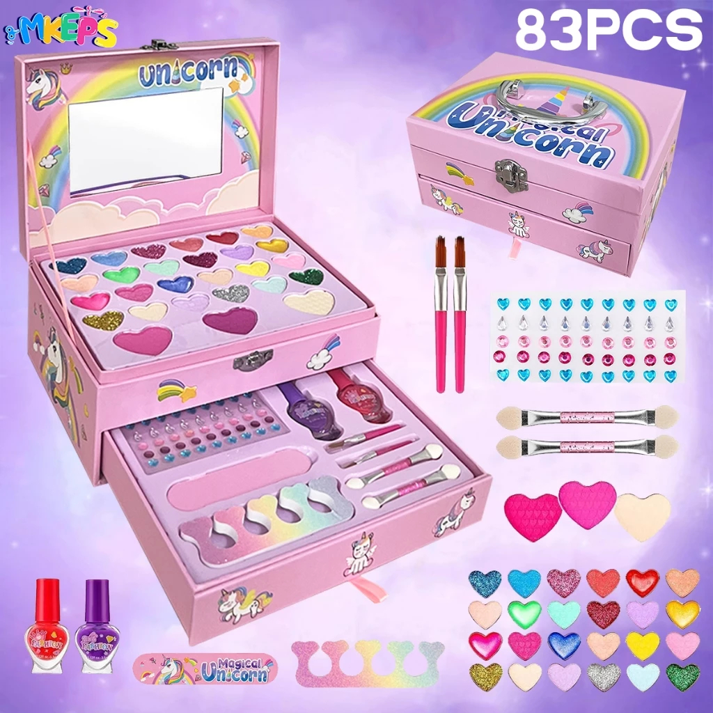 Retro Makeup 3 In 1 Gift Set Washable Non-Toxic Real Kids Toy 83Pcs ...