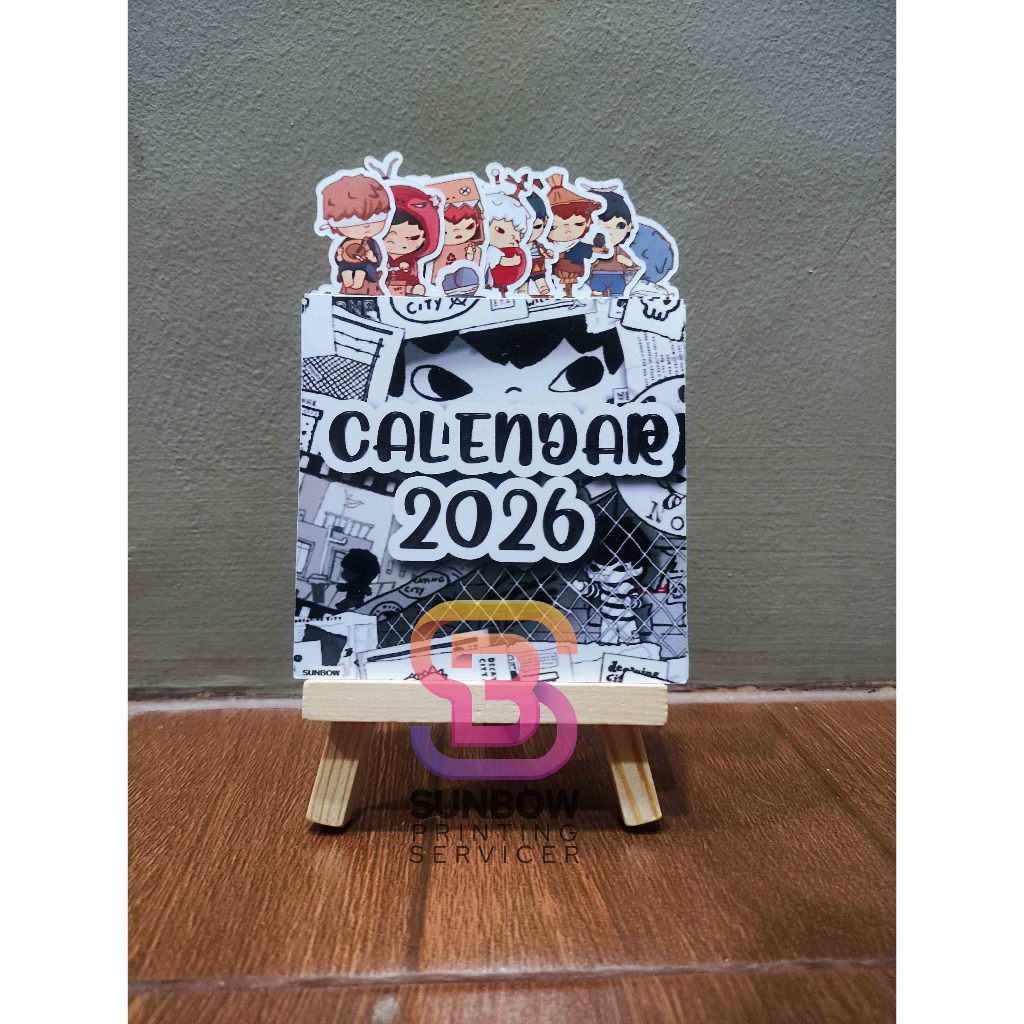 Hirono and Labubu MINI DESK CALENDAR 2026 WITH EASEL WOOD STAND ...