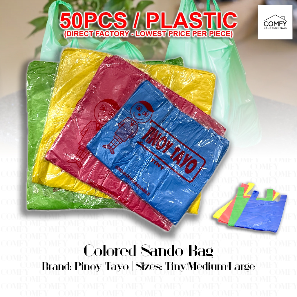 Assorted Color (EST. 50PCS/PACK) PINOY TAYO Plastic Bag Sando Bag Thick ...