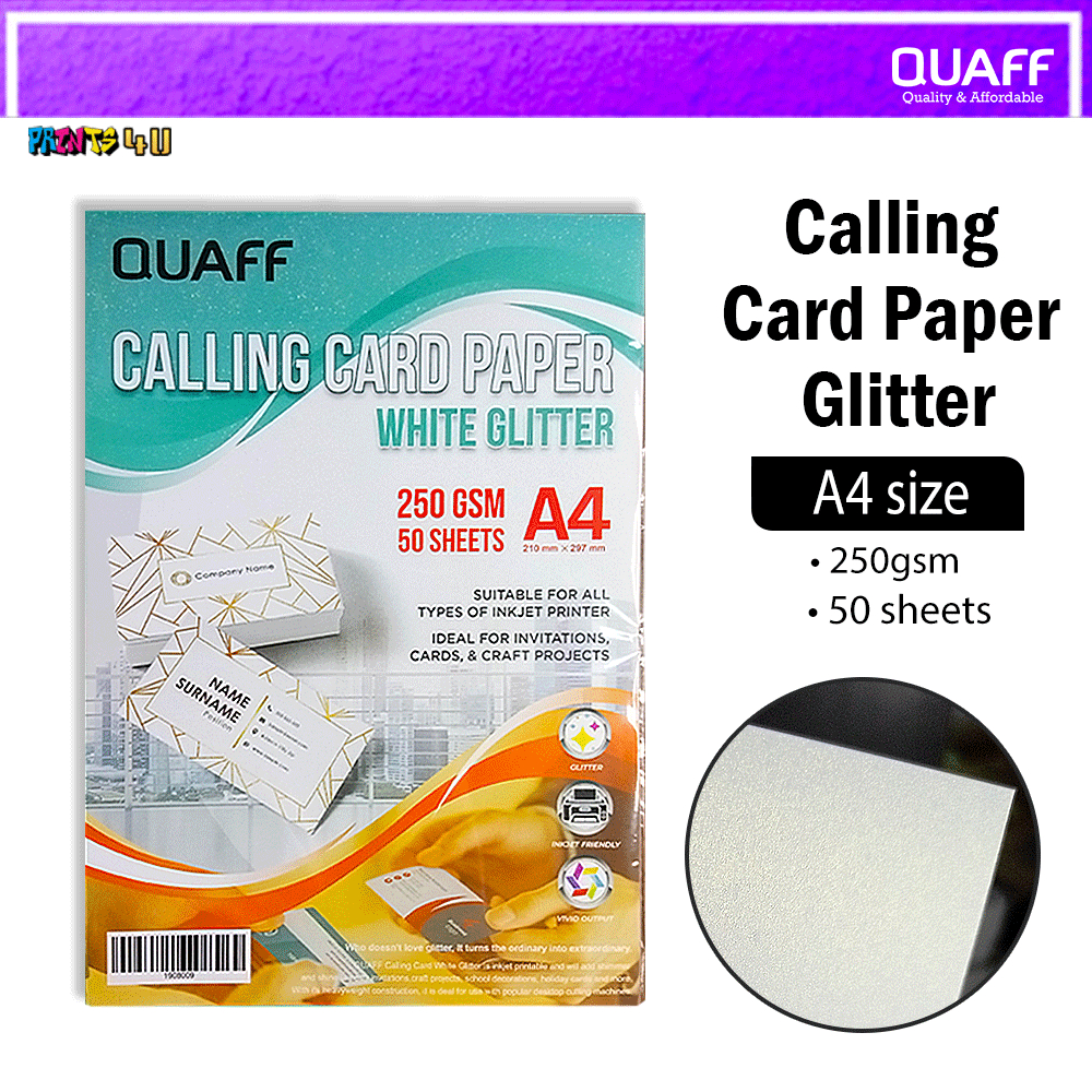 Quaff Calling Card Paper Double Sided Glitter 250gsm (50sheets ...