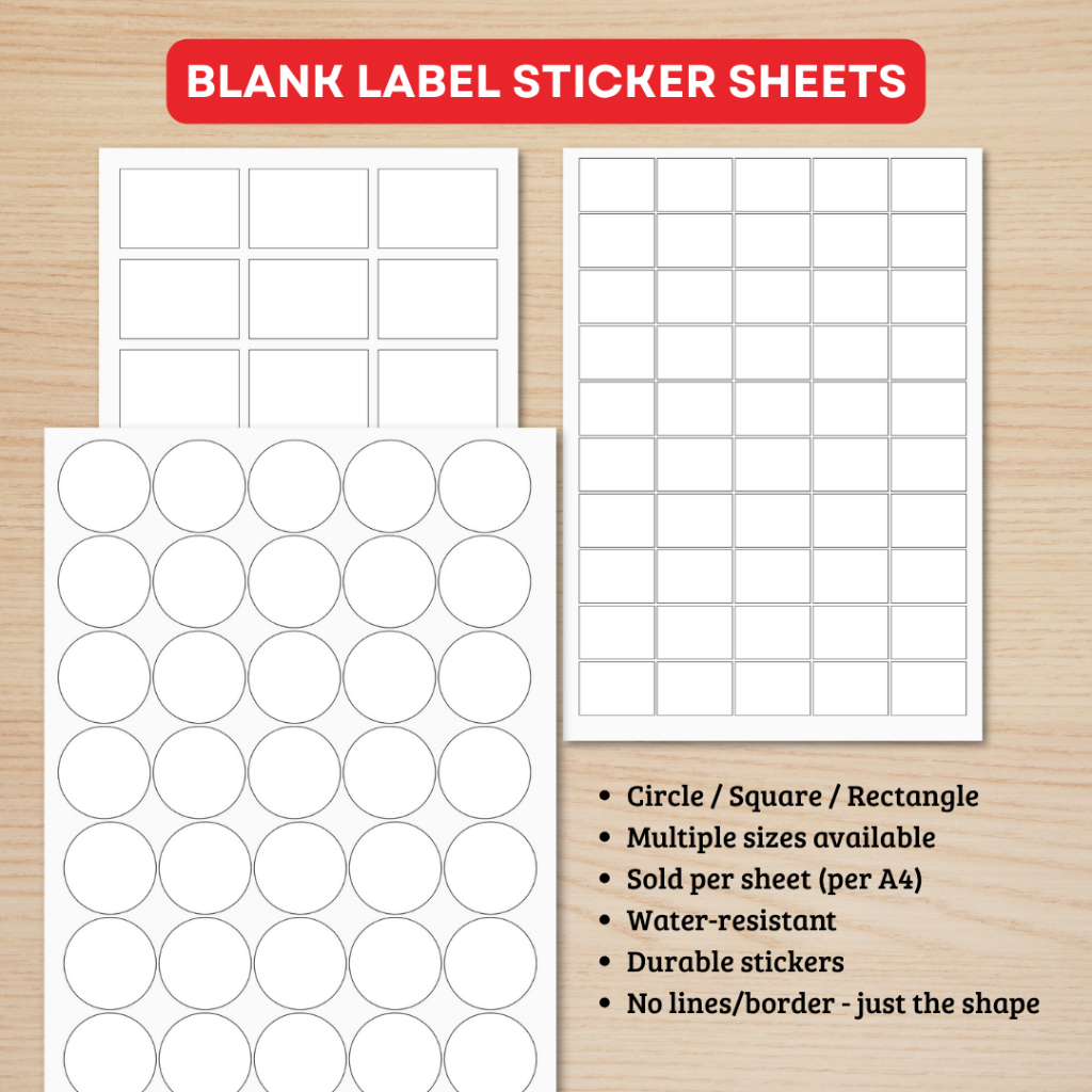 Blank Label White Sticker A4 | Circle Label Sticker | Square Label ...