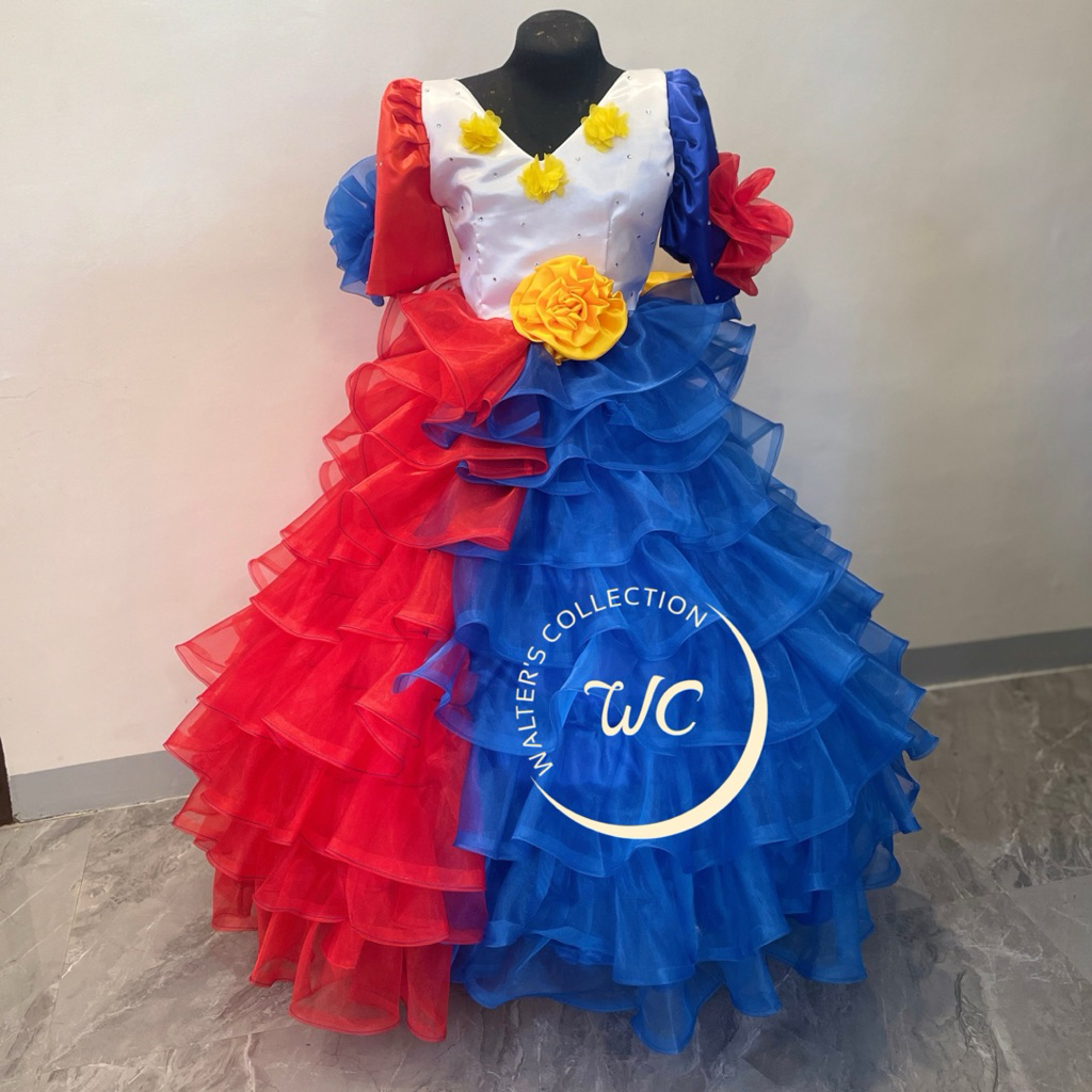 Buwan ng Wika Costumes Filipiniana For Kids Flag Gown Raffles | Shopee ...