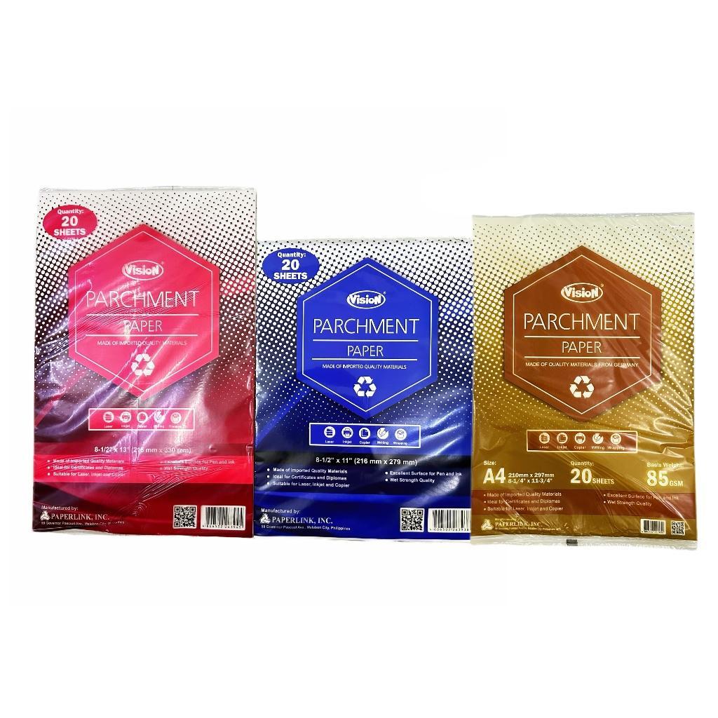 1 PACK ( 20 pcs) VISION PARCHMENT PAPER (SHORT, A4 & LONG SIZE ...