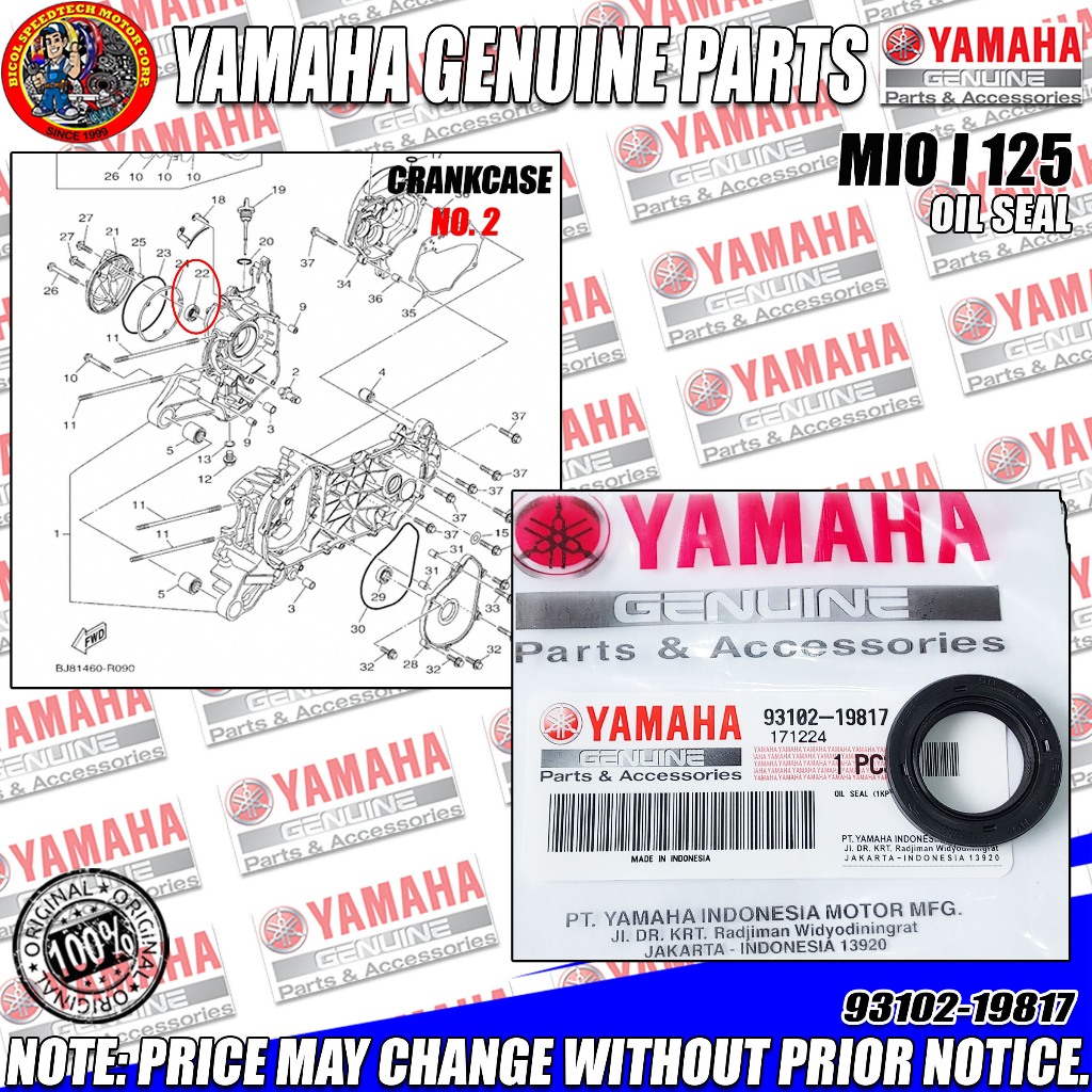 MIO I 125 OIL SEAL YAMAHA PARTS (93102-19817) | Shopee Singapore