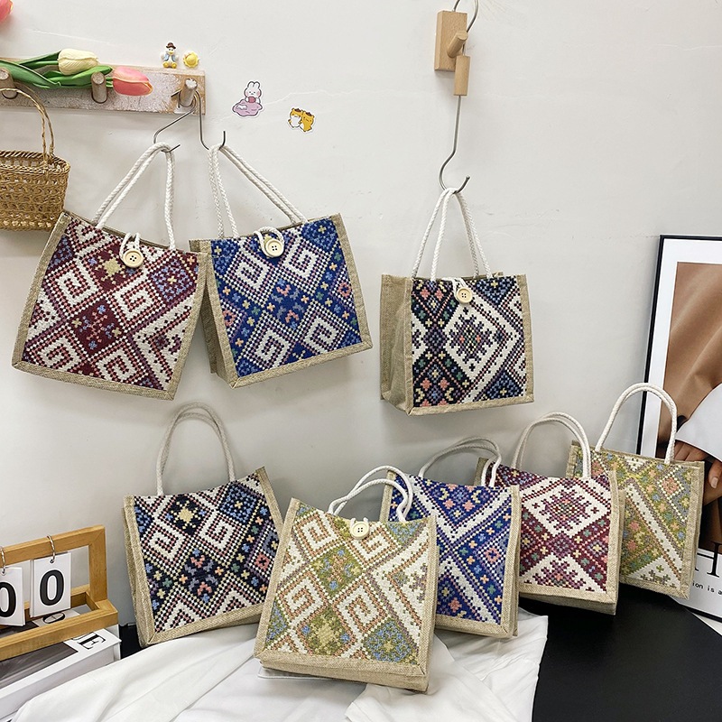 Muslim style Abaca Tote Bag Canvas Lunch Bag With zipper Handmade ...