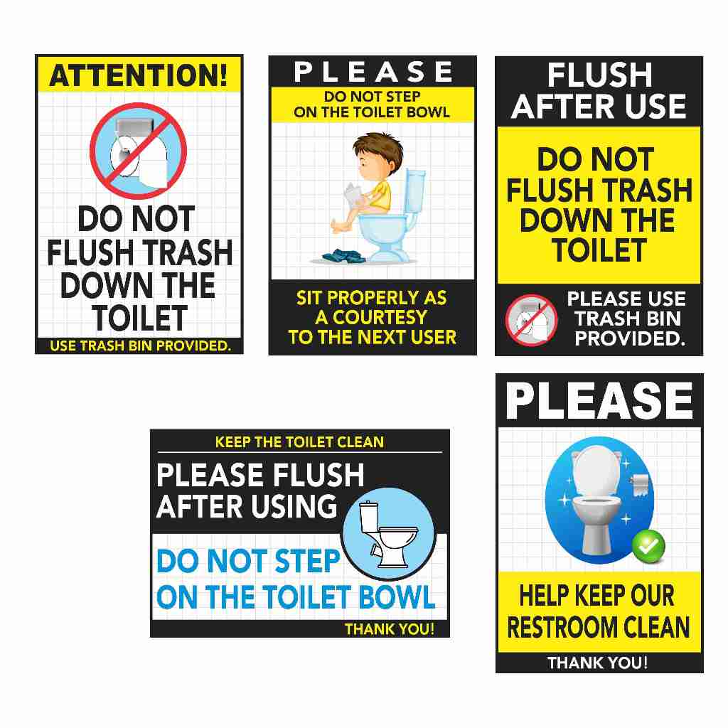 PVC Plastic signage Restroom Etiquette signage do not flush trash down ...