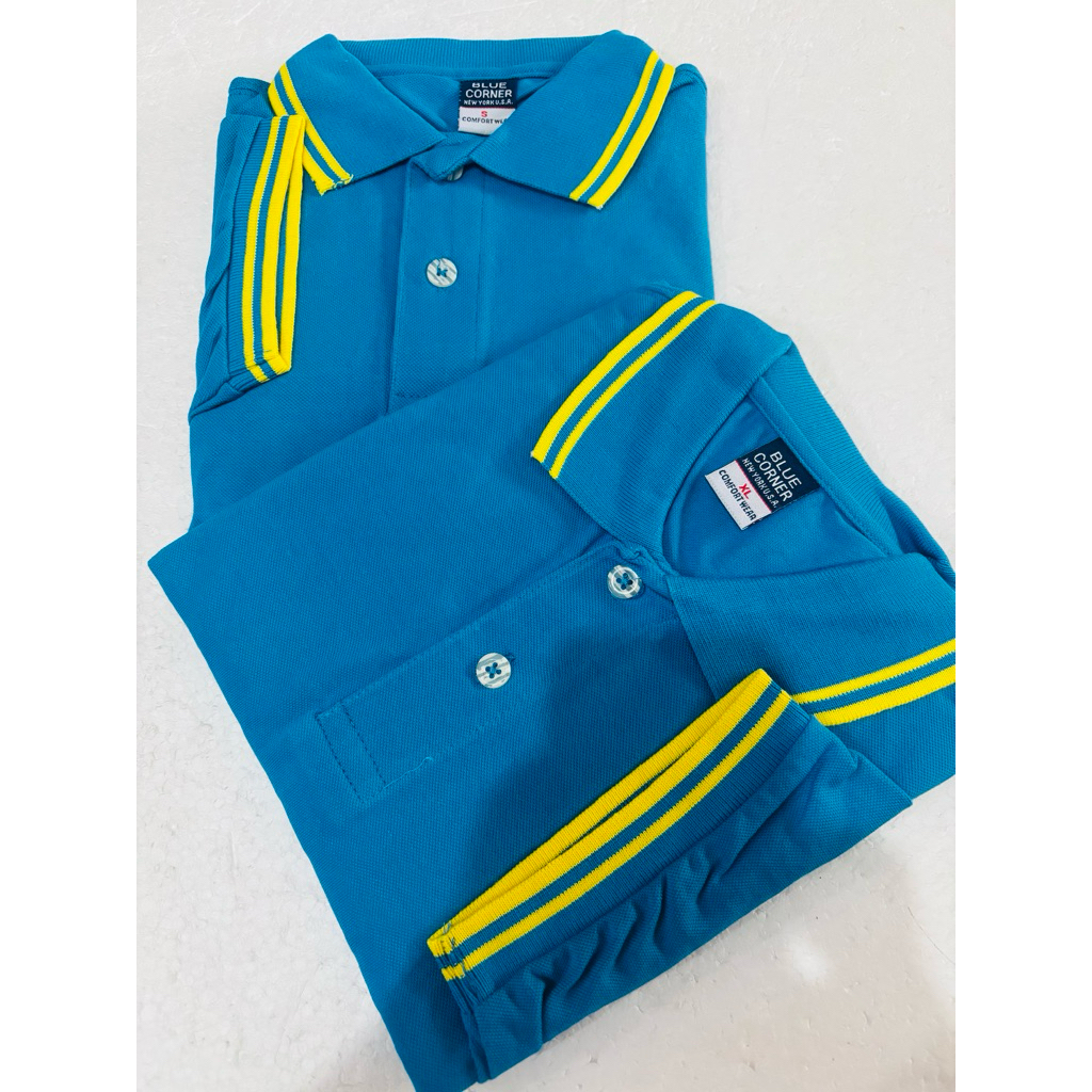 blue corner polo shirt with linning -(style no.1 blue jewel) | Shopee ...