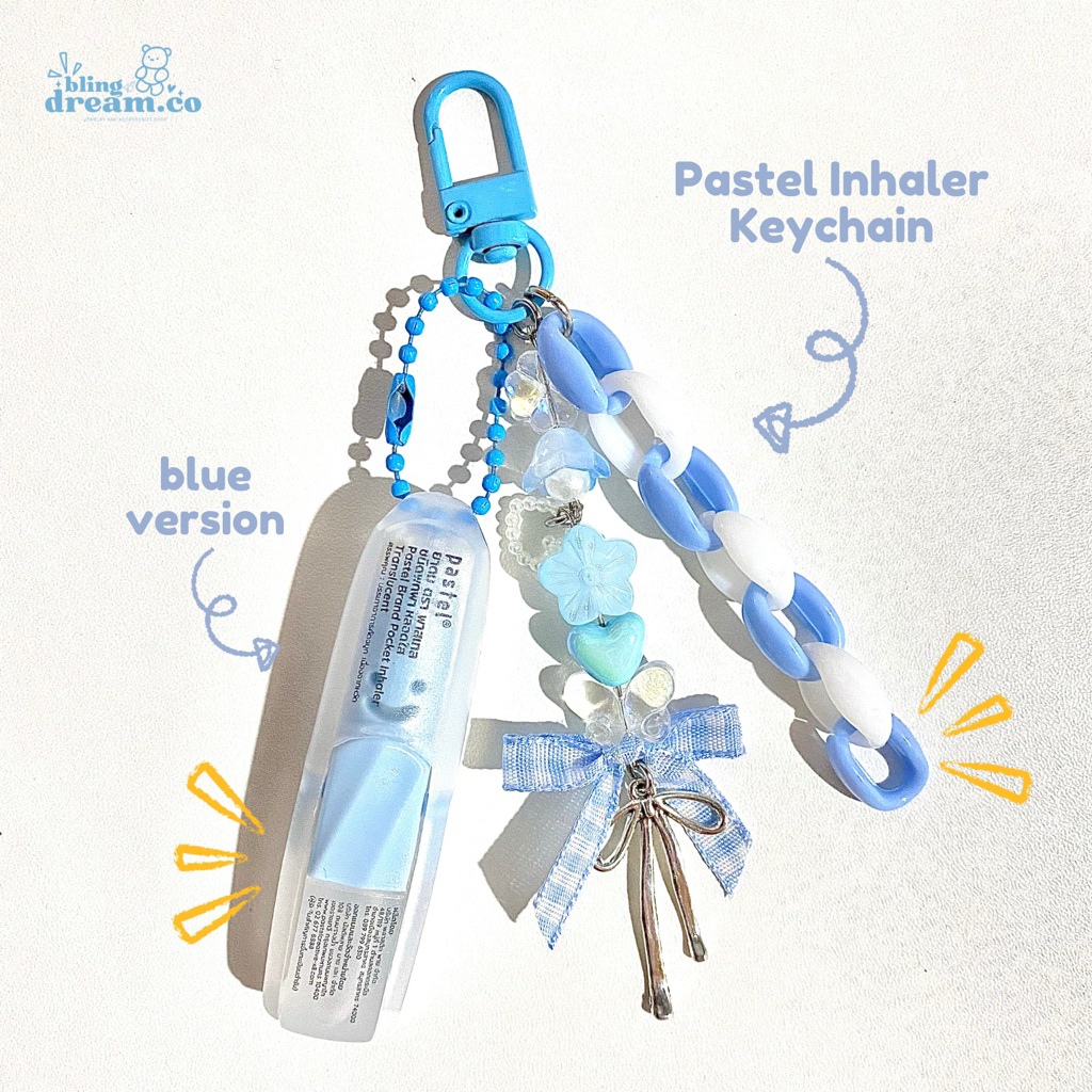 Blue Pastel Inhaler Keychain | Mini Aroma Diffuser Keyring Cute Bag ...