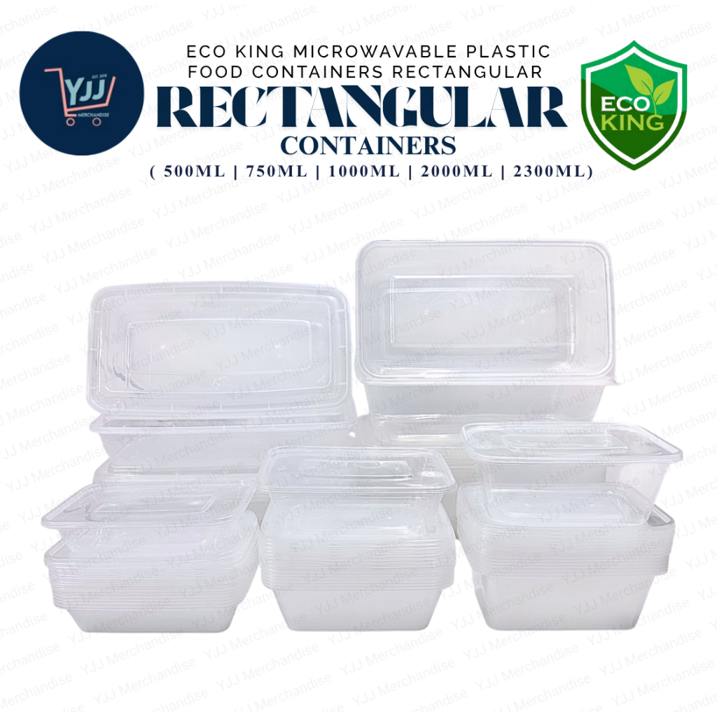 ECO KING 10PCS RECTANGULAR TRANSPARENT DISPOSABLE MICROWAVABLE PLASTIC ...