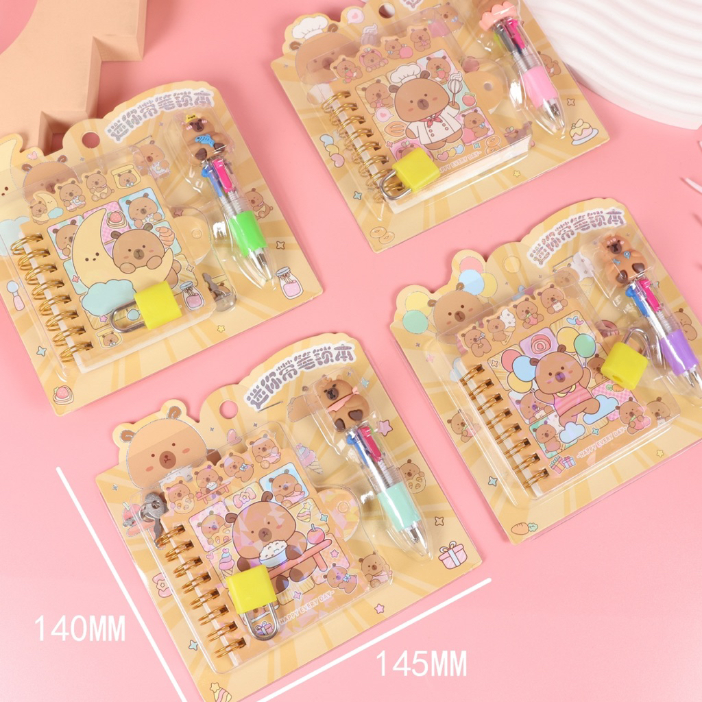 Capybara Sanrio Mini Password Small Lock Book w/pen Cute Secret Note ...