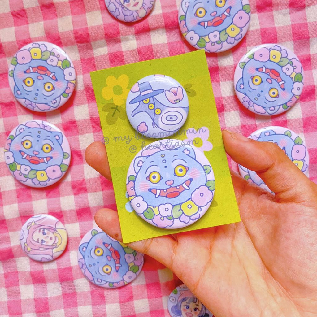 Derpy Cat Badge Set waterproof button pin Cozy Floral KPDH Kpop Demon ...