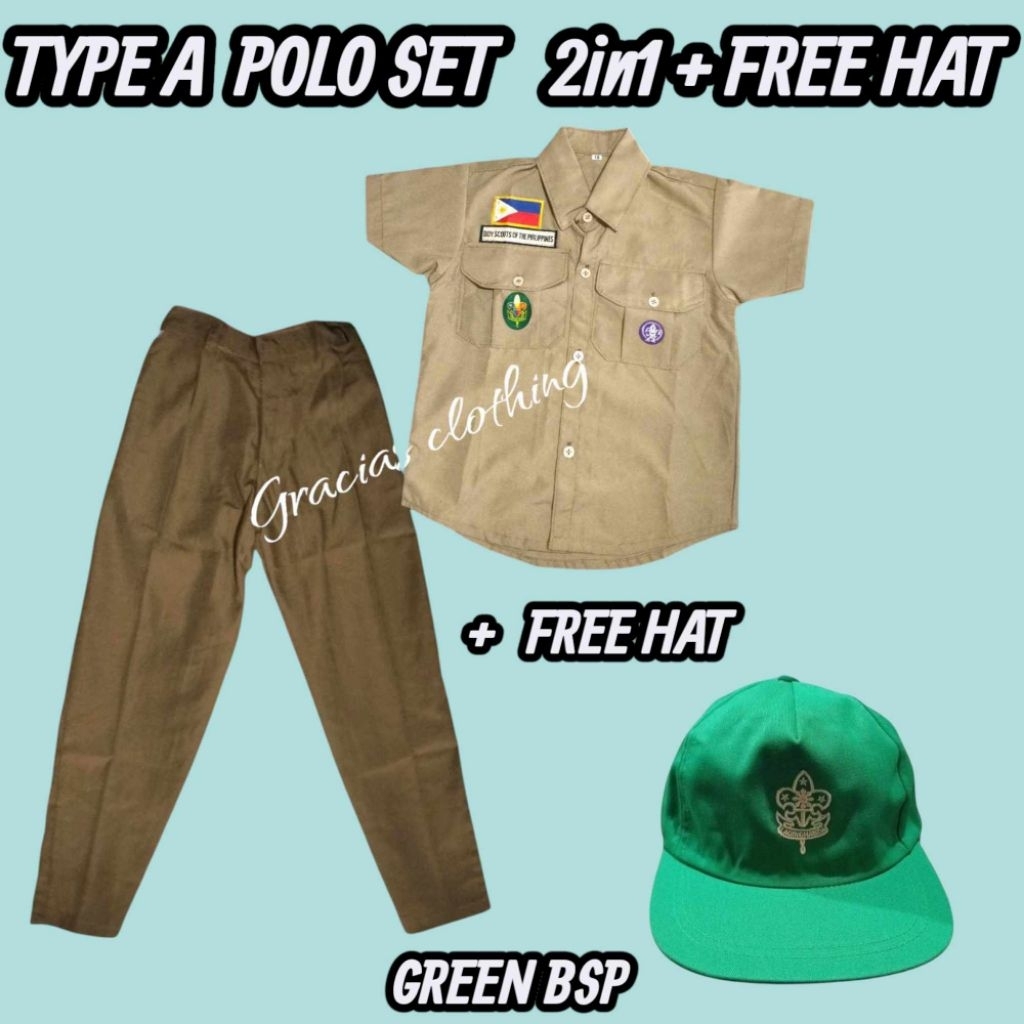 TYPE A POLO BSP SET 2IN1 TERNO PANTS+POLO plus free hat MAKAPAL ANG ...
