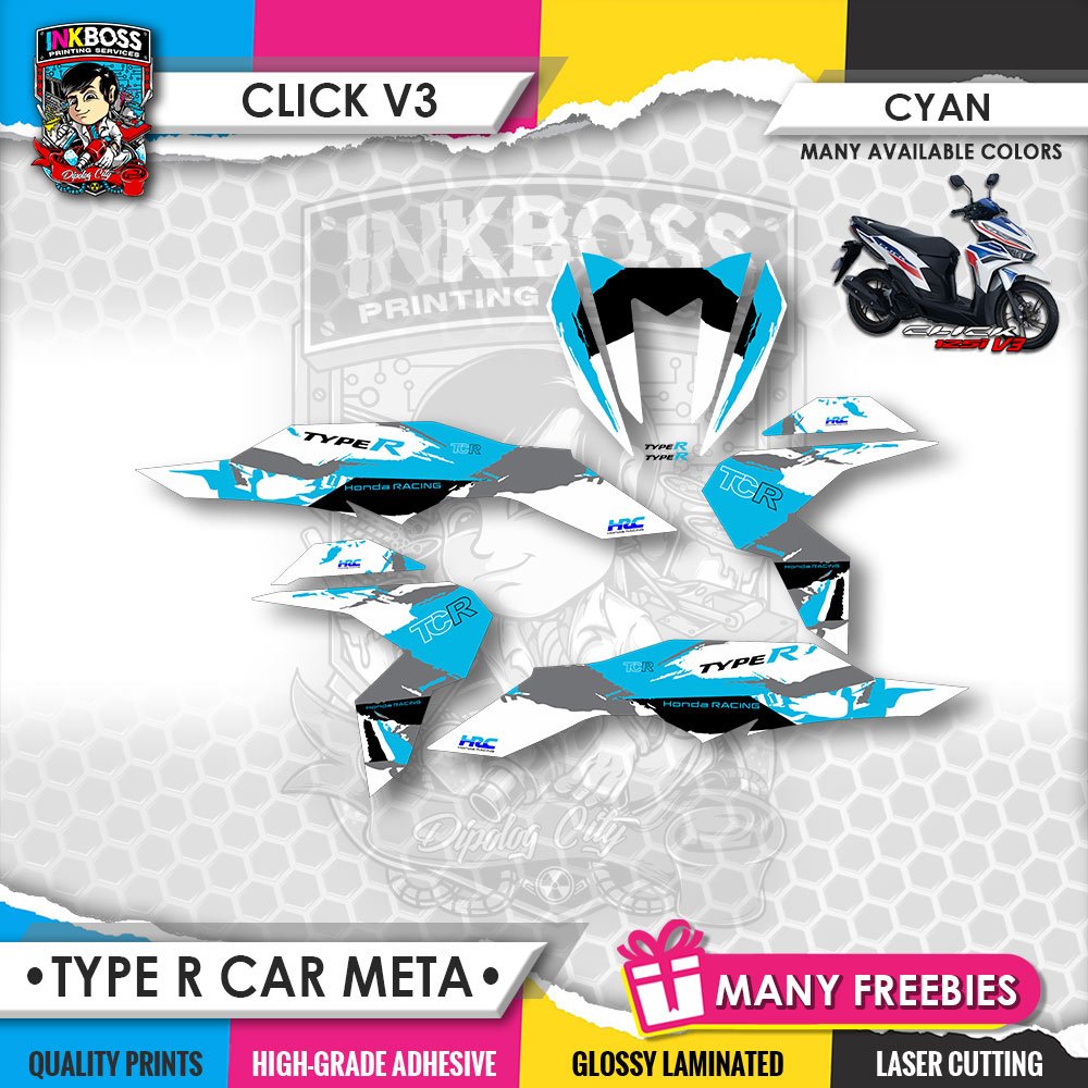 CLICK V3 AUTO CONCEPT STICKER DECALS ( TYPE R CAR META )【INKBOSS ...