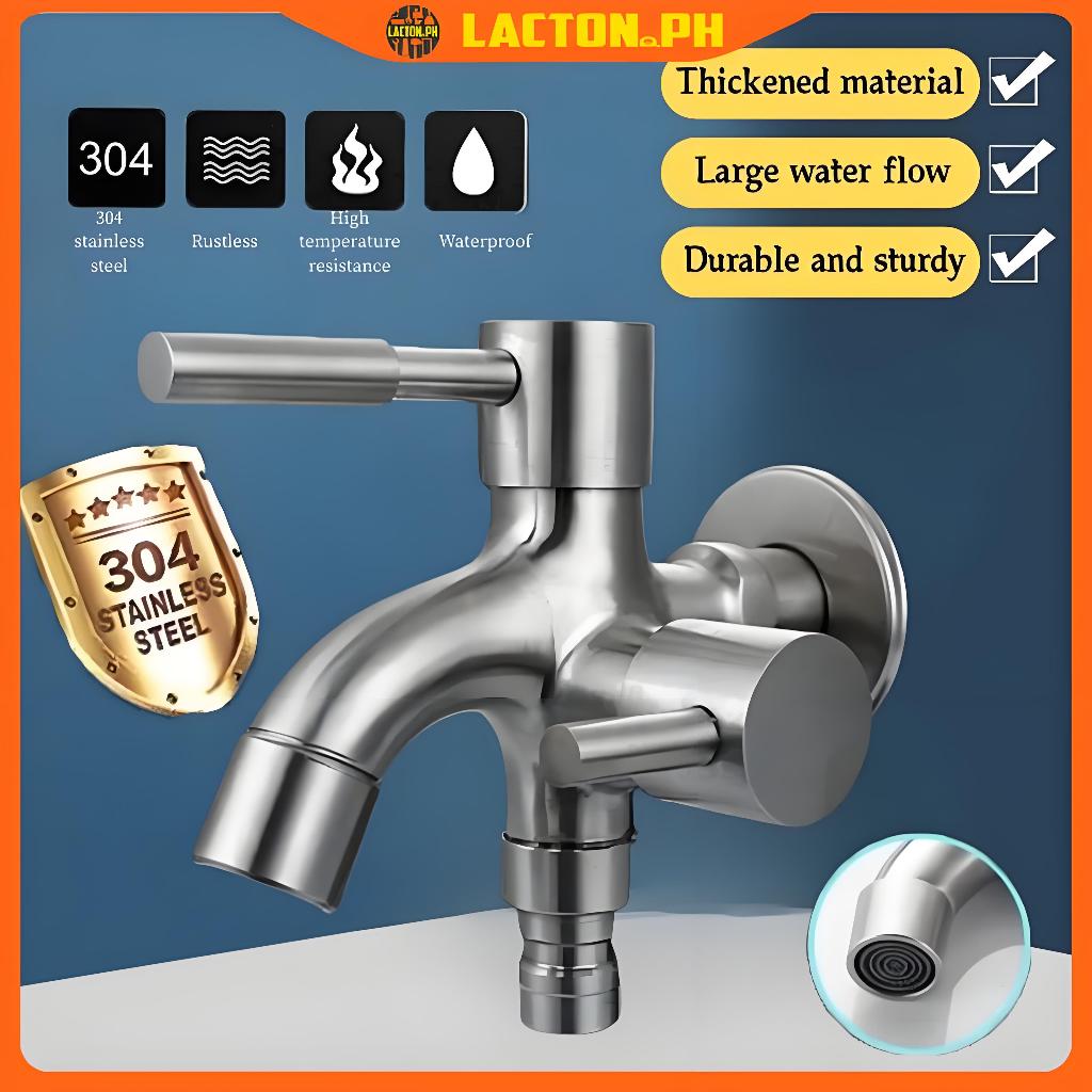 SUS304 Faucet stainless steel 1 in 2 outlet two-way Head Water Bathroom ...
