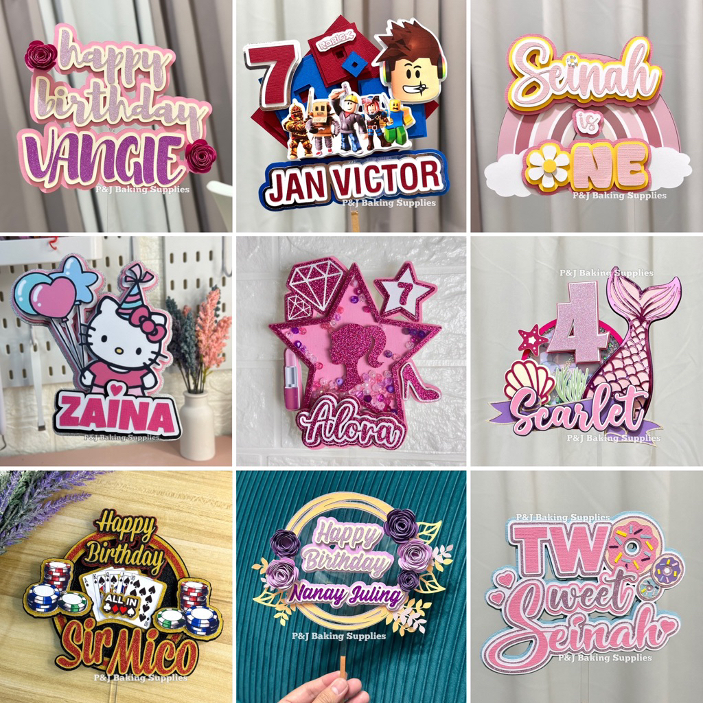 Customized 3D Themed Cake Topper for Birthdays Weddings Baby Showers ...