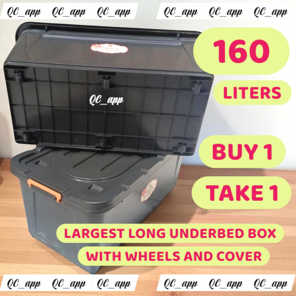160 LITERS LARGEST LONG BOX UNDERBED BOX HEAVY DUTY BOX WITH COVER AND ...