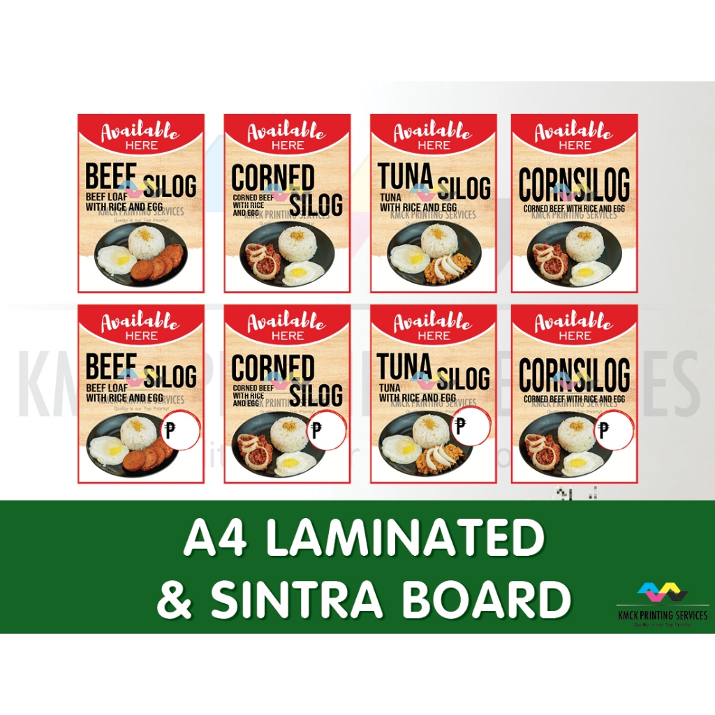 Available Here BEEF SILOG, CORNED SILOG, TUNA SILOG SIGNAGES | Shopee ...