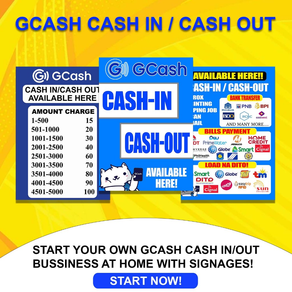 GCash Cash-in Cash-out Rates Signage & Poster A4 SIZE | Shopee Singapore