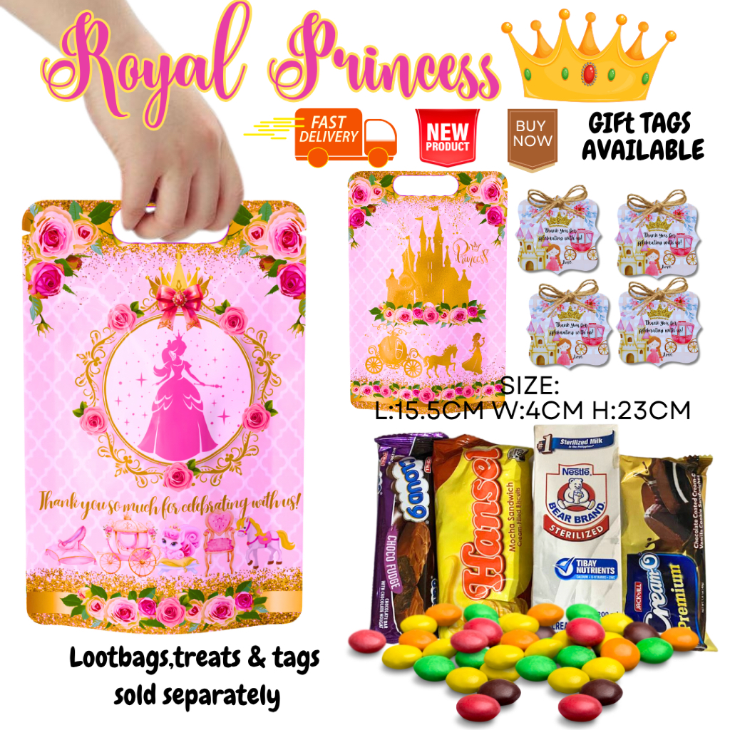 30pcs Royal Prince Princess Birthday Party Chipbags Candy Bags Lootbox ...