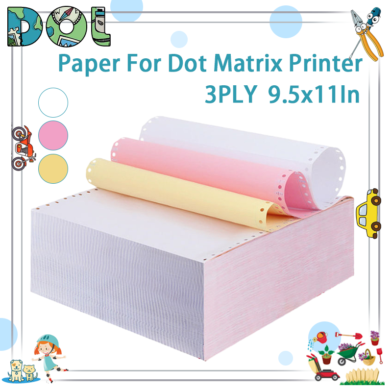 3-Ply Continuous Forms Carbonless Paper 9.5x11In For Dot Matrix Printer ...