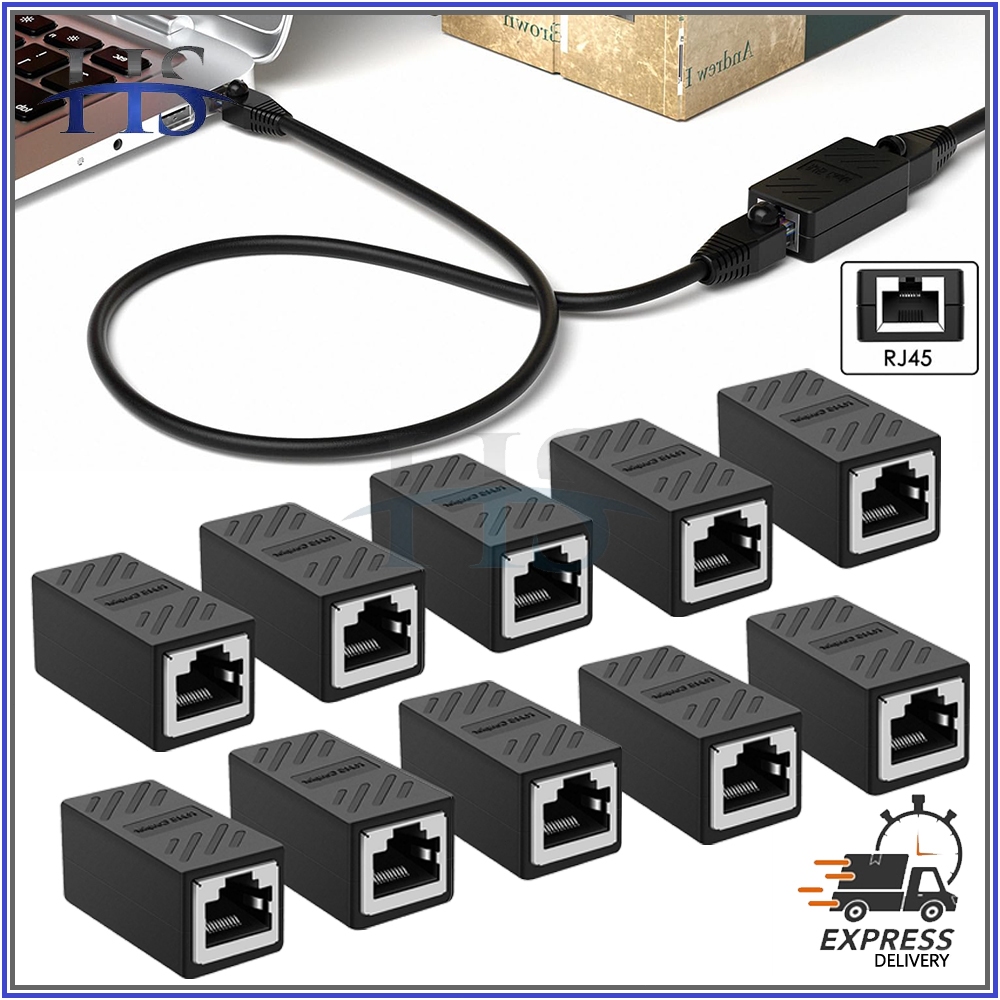 10PCS Enhanced RJ45 Straight Through Ethernet Cable Connector Dual ...