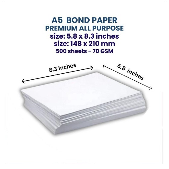 A5 PRE-CUT 70GSM BOND PAPER/PHOTOCOPY PAPER 500 SHEETS (1 REAM ...