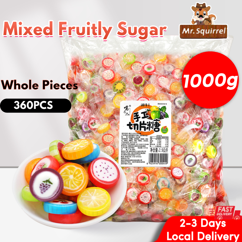 1000g Mixed Fruit Candy Crystal Candies Mixed Fruit Flavored Sweet Hard ...