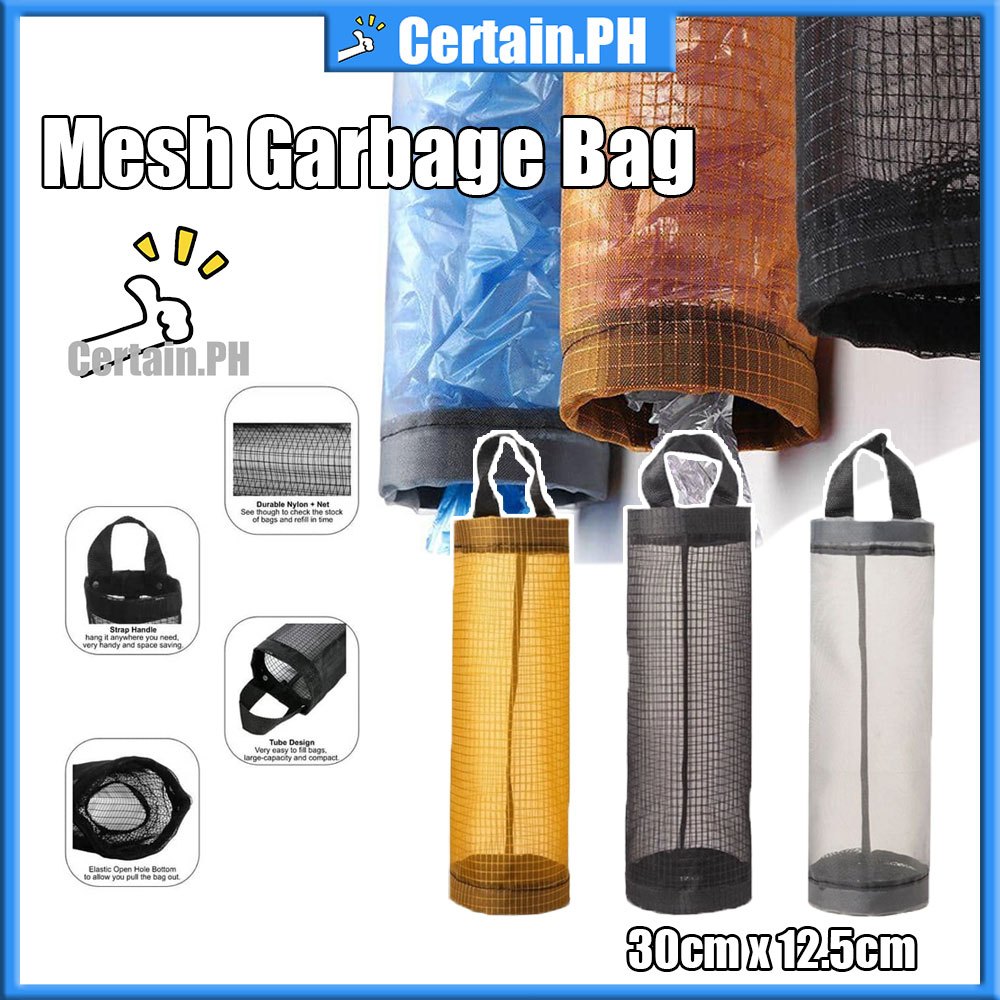 Kitchen Plastic Mesh Garbage Bag Organizer Dispenser Trash Bags Holder ...