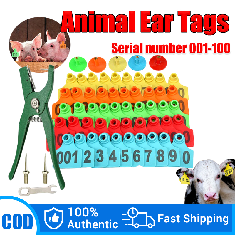 100Pcs Animal Sheep Livestock ear tags 001-100 Number Identification ...