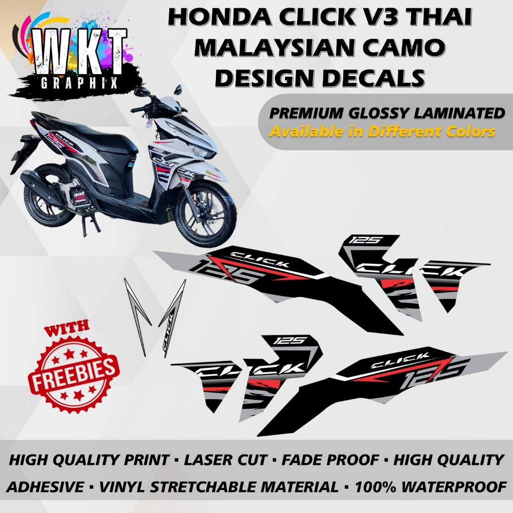HONDA CLICK V3 THAI MALAYSIAN CAMO DESIGN DECALS (WATERPROOF, LAMINATED ...