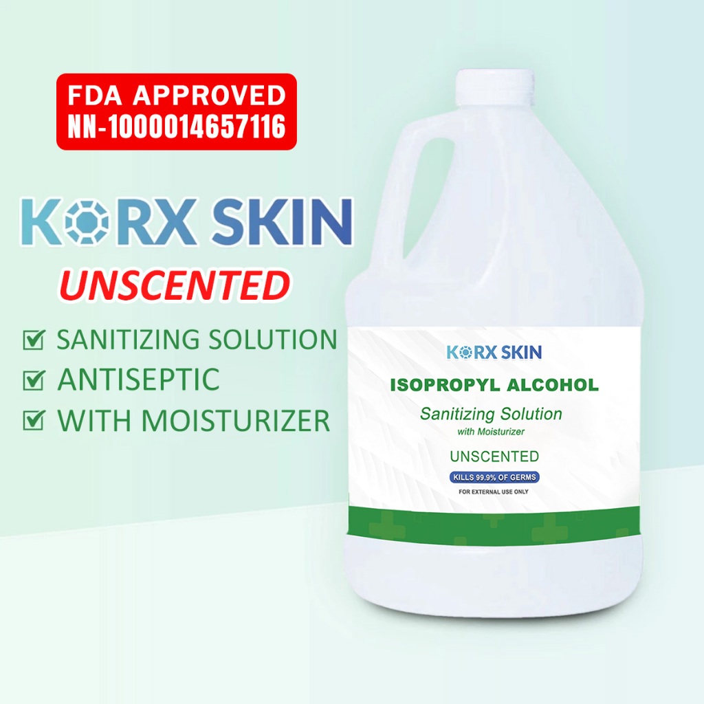 KORX SKIN UNSCENTED ISOPROPYL ALCOHOL SANITIZING SOLUTION 1 GALLON ...