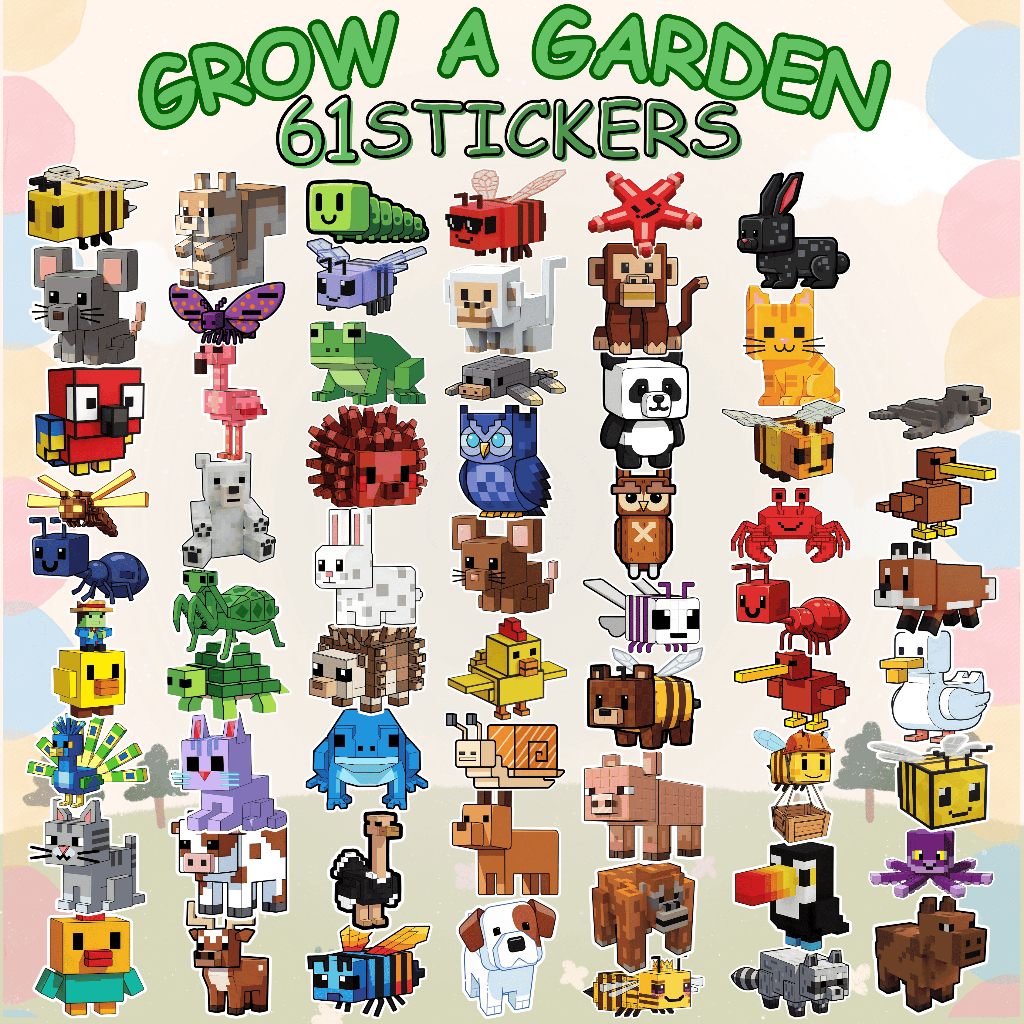 Grow A Garden Pets Roblox Waterproof Glossy Stickers (SECOND BATCH ...