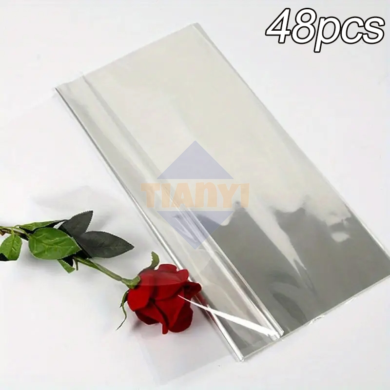 【48pcs】Plastic Cellophane Waterproof Gift Wrapping Paper Transparent ...