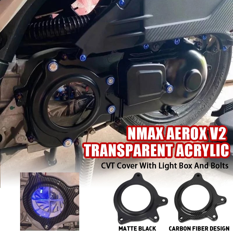 Transparent Acrylic CVT Cover for Yamaha NMAX / Aerox V2 with LED Light ...